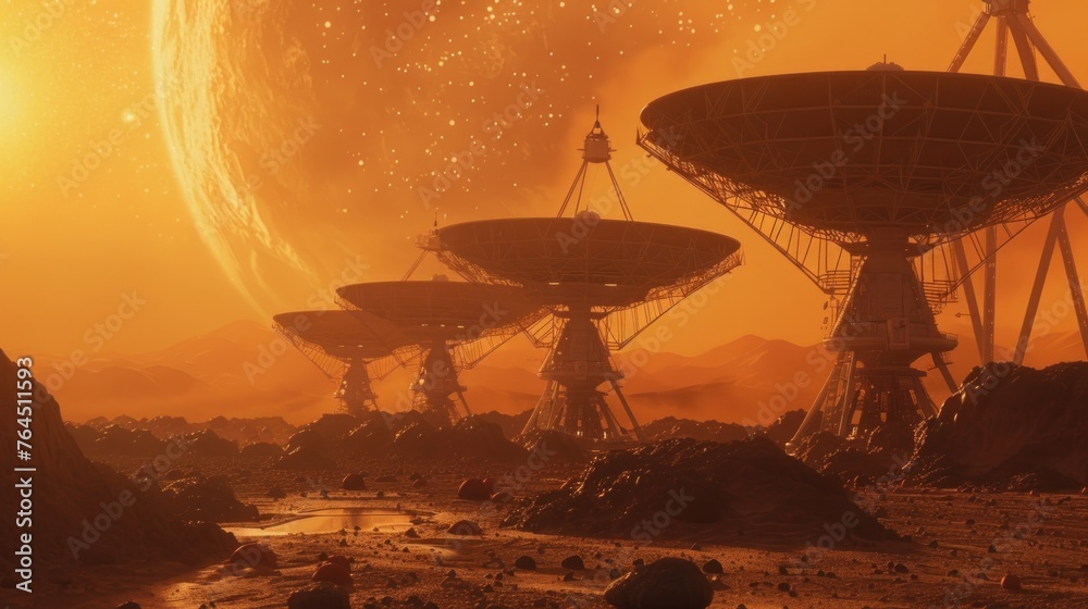 Imagine a remote outpost on a barren planet, hosting a vast array of ...
