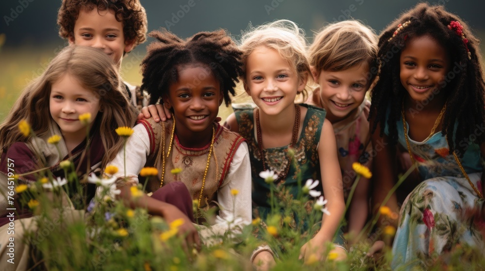 Children from different cultures, races, and ethnicities enjoy together ...