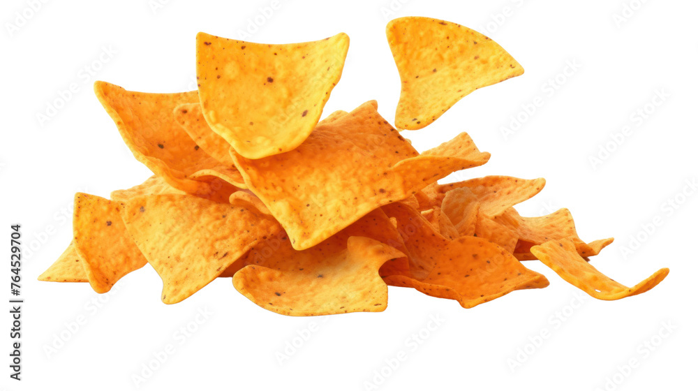 Flying mexican nachos chips isolated on transparent and white ...