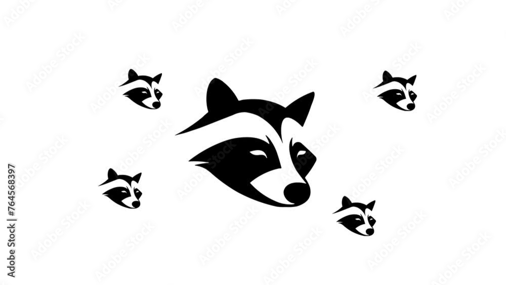 Vidéo Stock Zoom in and out animation the raccoon head symbol. Large ...