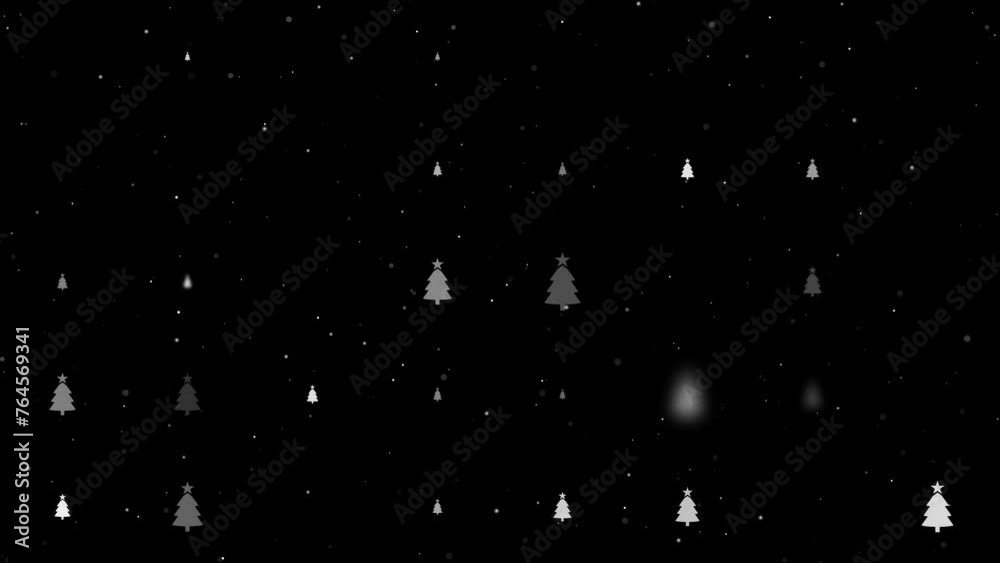 Template animation of evenly spaced Christmas trees of different sizes ...
