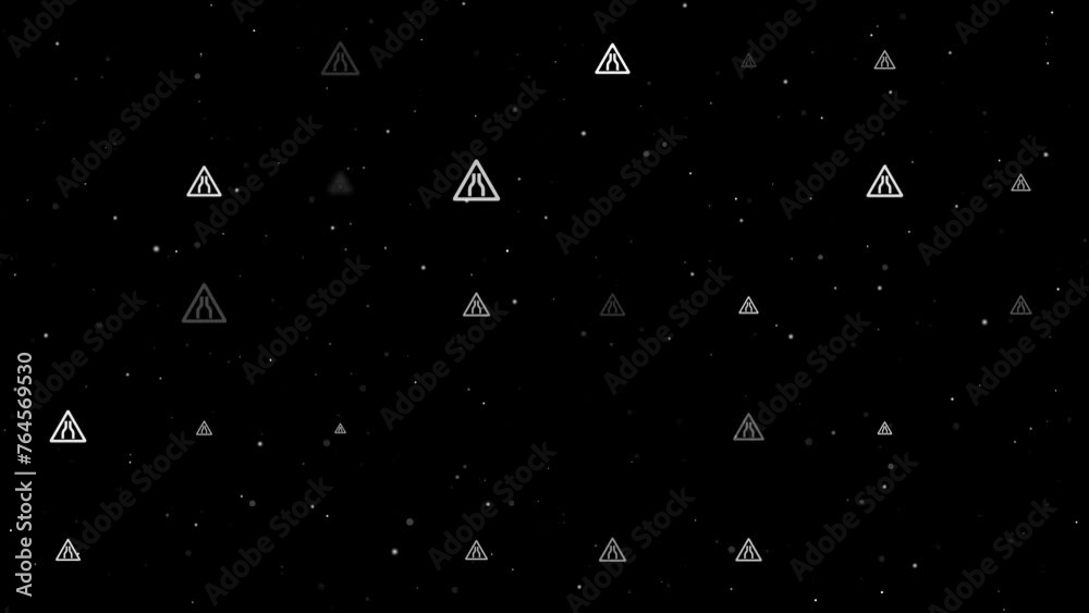 Template Animation Of Evenly Spaced Road Narrowing Signs Of Different Sizes And Opacity
