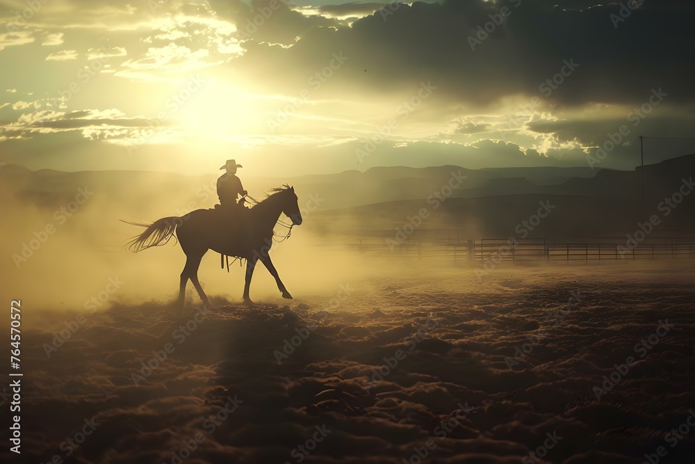 Rodeo Cowboy Riding a Bucking Bronco. Concept Wild West, Bucking Bronco ...