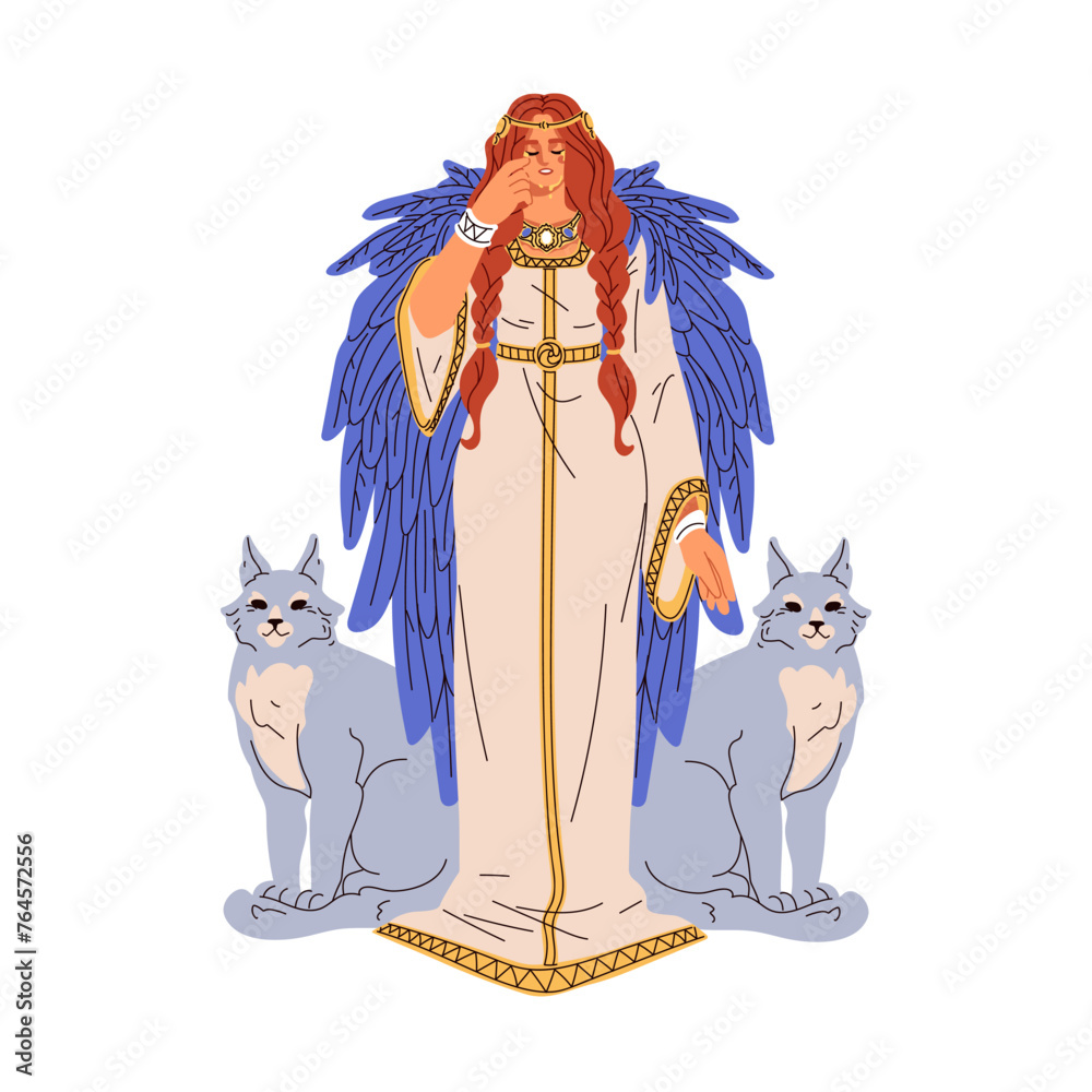 Frejya, woman goddess of Norse Scandinavian mythology. Lady deity of ...