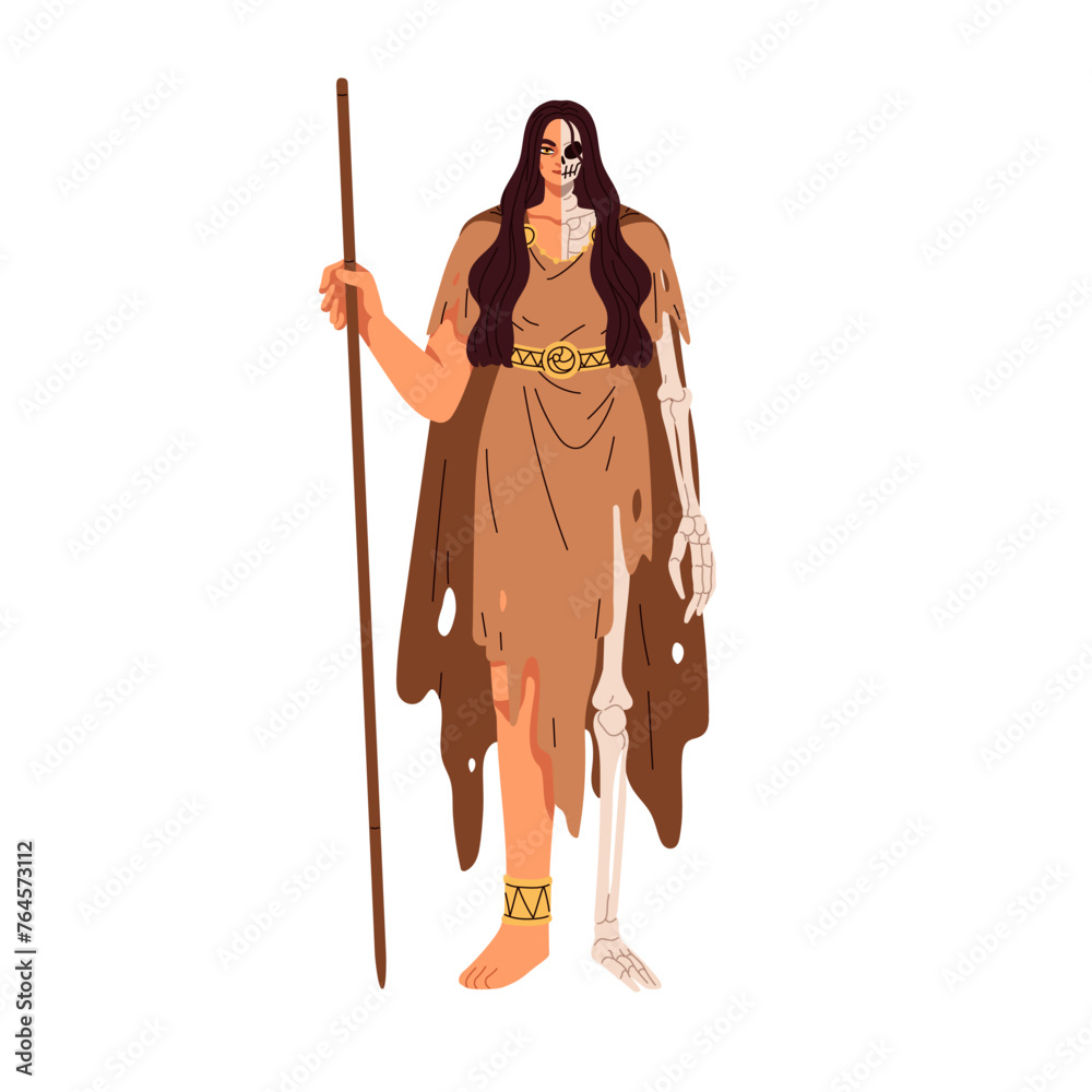 Hel goddess. Norse pagan woman deity of underworld, death. Half dead ...