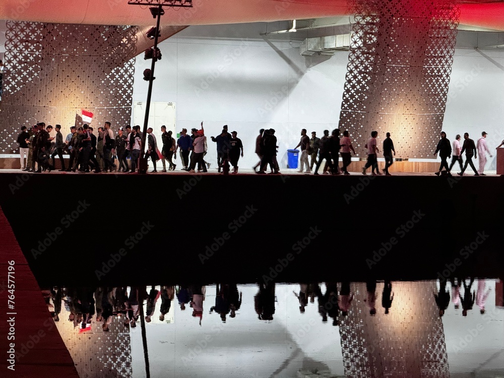 Basrah, Iraq- March 21, 2024: photo of protest iraqi people with flags ...