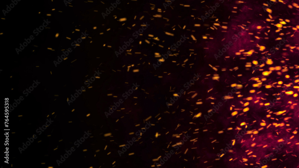 Red Glowing Ember Particles, Dark Glitter Fire Lights Rise Amidst Smoke ...