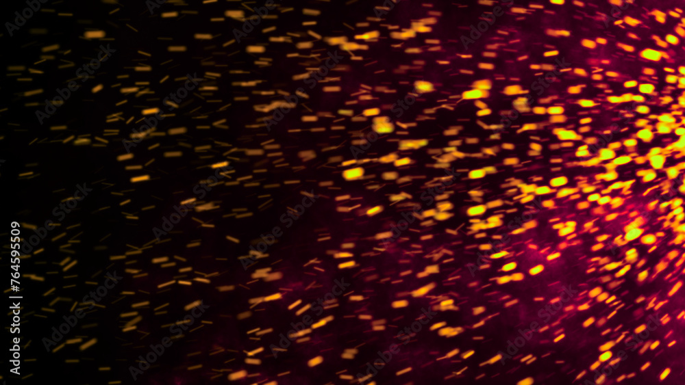 Red Glowing Ember Particles, Dark Glitter Fire Lights Rise Amidst Smoke ...