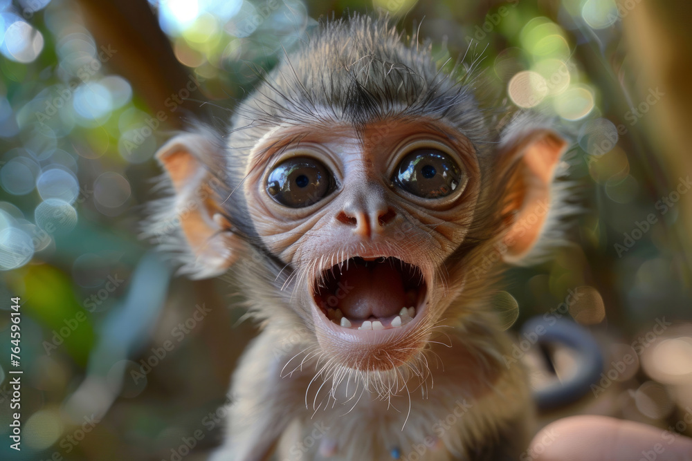 Ilustração do Stock: baby monkey with their mouths open and eyes wide ...