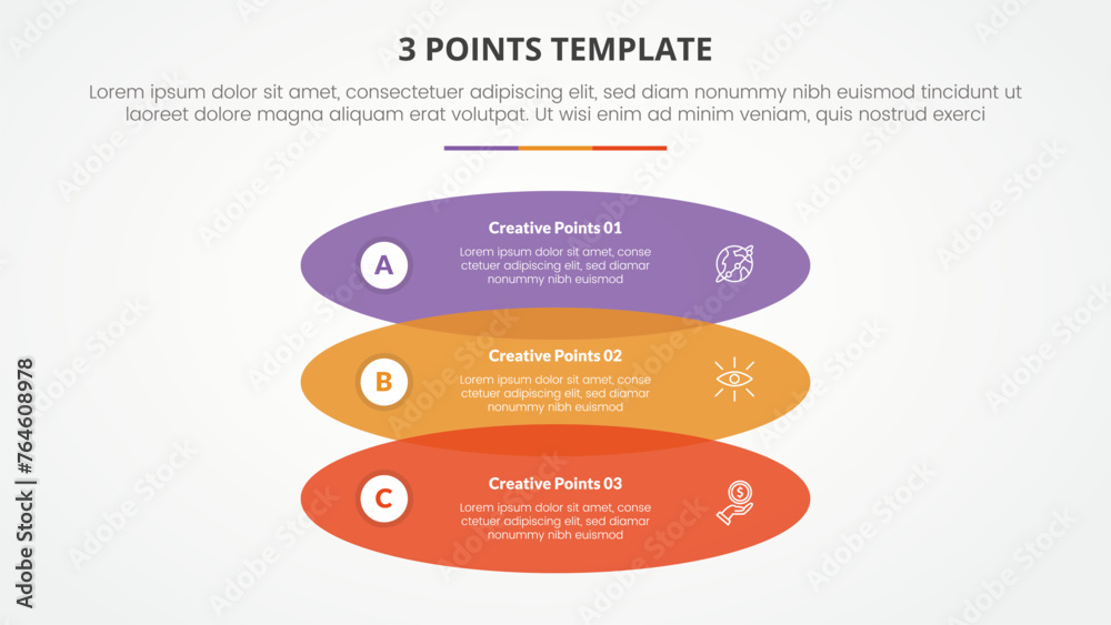 3 points stage template infographic concept for slide presentation with ...