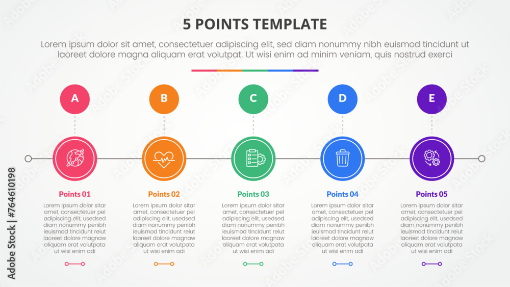 Vetor de 5 points stage template infographic concept for slide ...