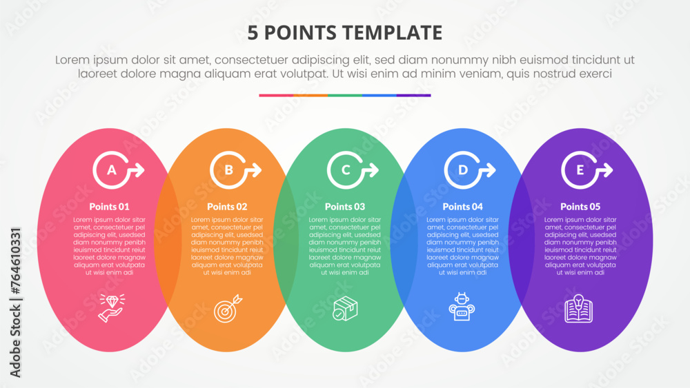 5 points stage template infographic concept for slide presentation with ...