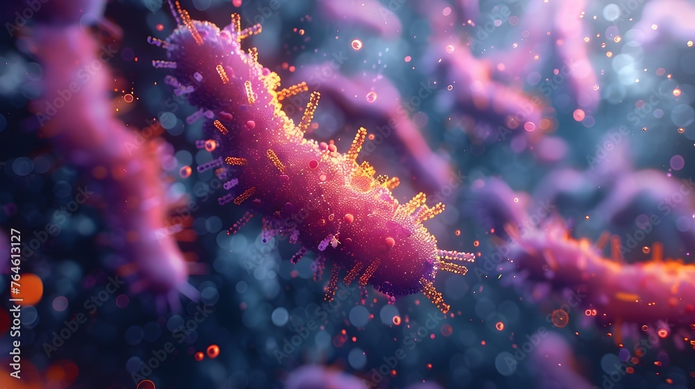 Intricate 3D Visualization of a Microscopic Symbiotic Ecosystem with ...