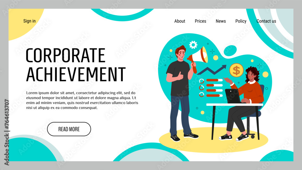 Corporate achievement landing page. Leadership competition. Successful ...