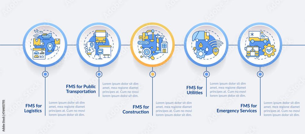 Car fleet industries circle infographic template. Public transportation ...
