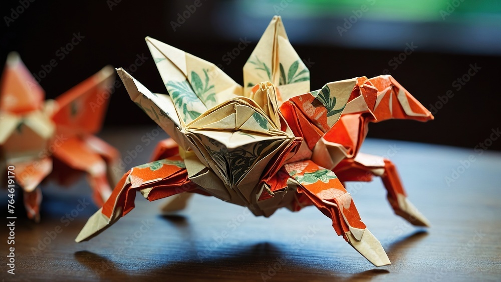 Postcard for World Origami Day, November 11. Concept "The Magic World ...