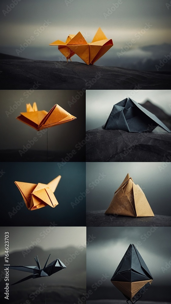Postcard for World Origami Day, November 11. Concept "The Magic World ...