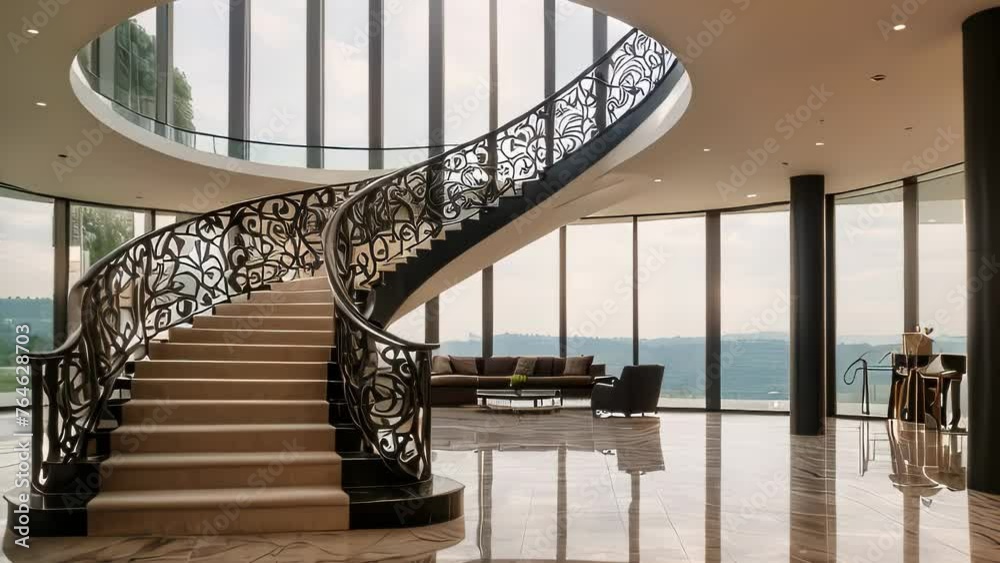 Video animation of luxurious and modern home interior. The focal point ...