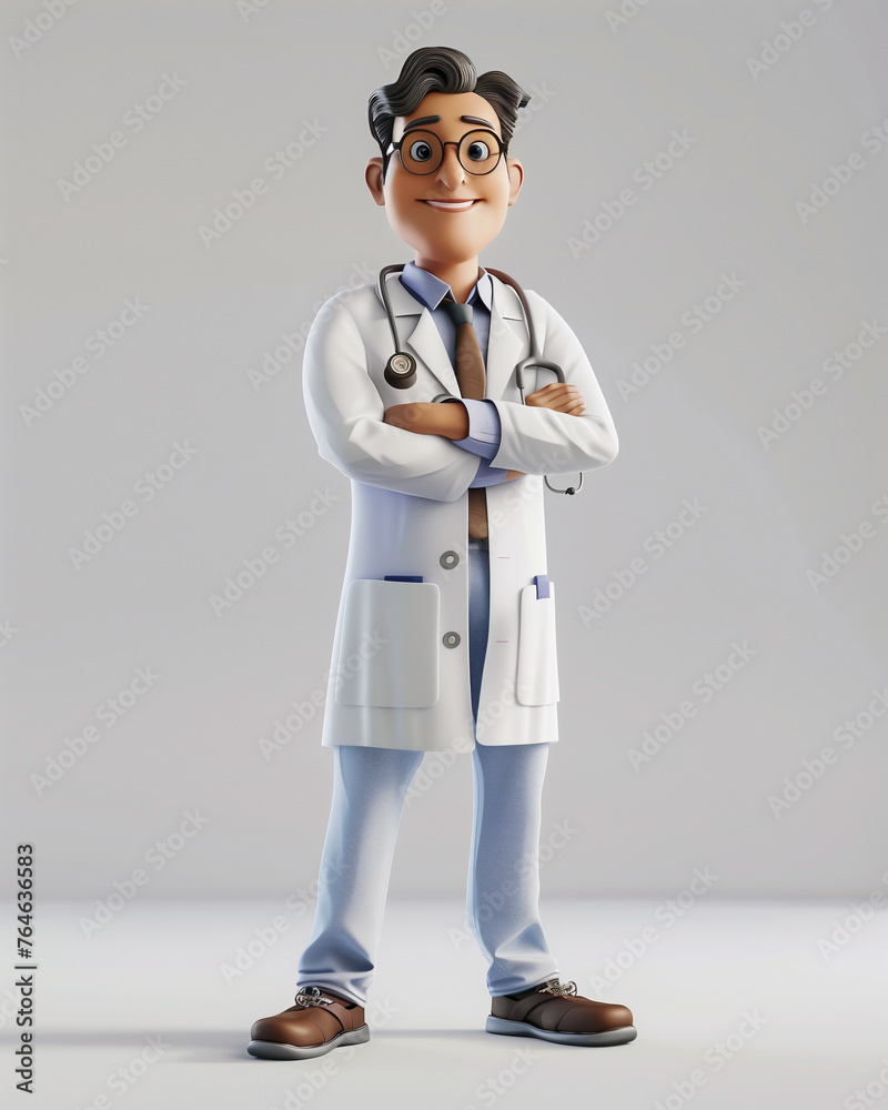 Doctor character illustration with animation movie style 3d realistic ...