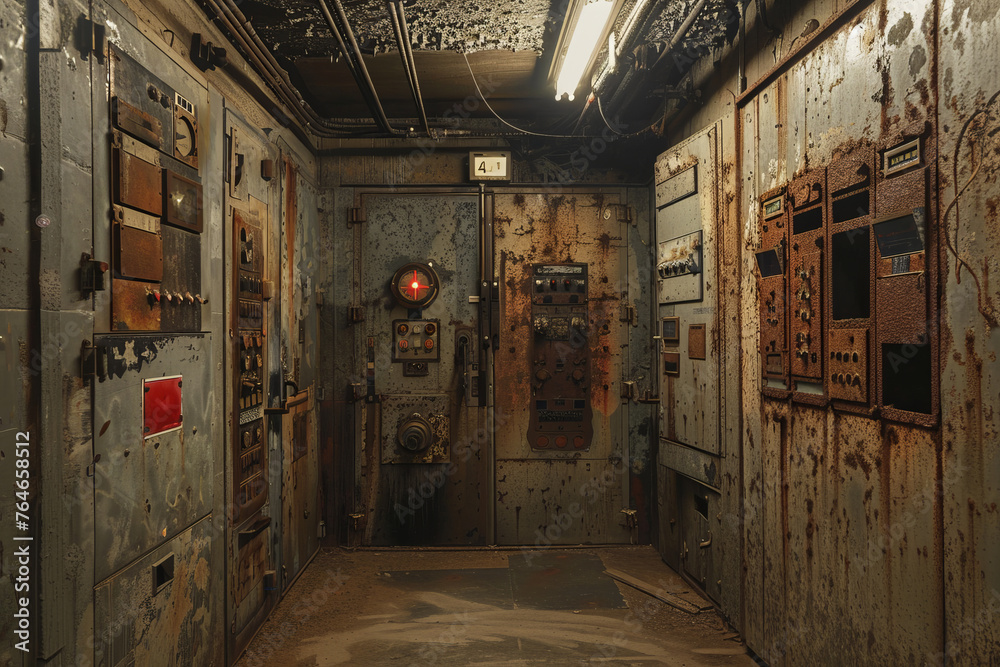 An underground bunker hidden within an abandoned military complex ...