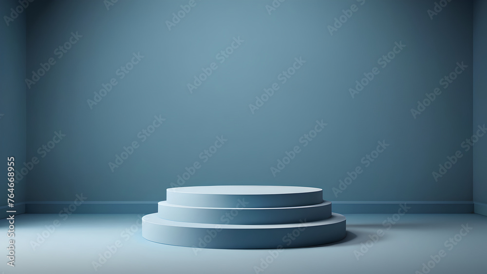 Podium background blue platform product 3d studio stage pedestal light ...
