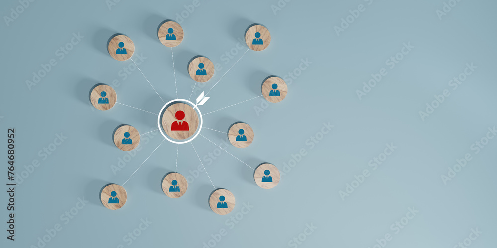 Organizational structure displayed with wooden pegs and connecting ...