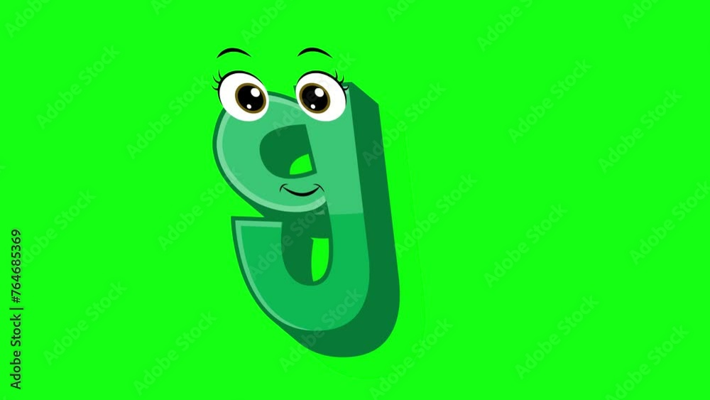 Cartoon style letter g 2d animation with green screen background, g ...
