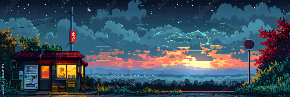 Illustration Depicting Old Pixel Art Games, A dance competition with ...