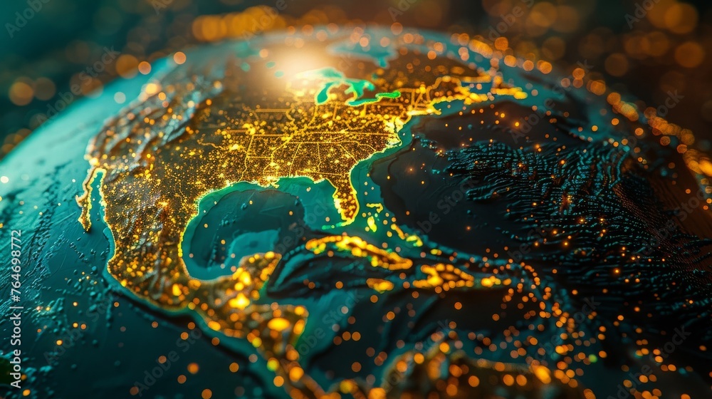 Illuminated Network Lines on Earth Representing Globalization Stock ...