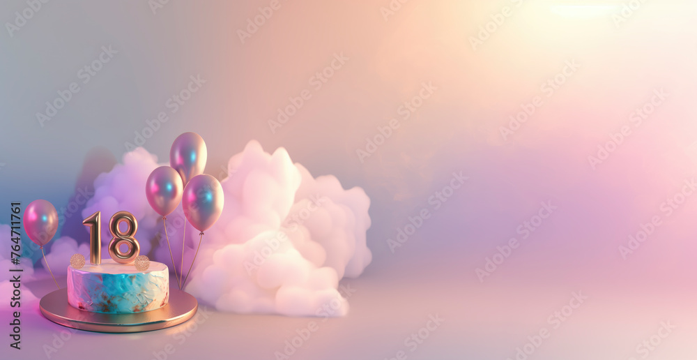 minimalist 18th birthday concept. cake with the number 18 on top ...