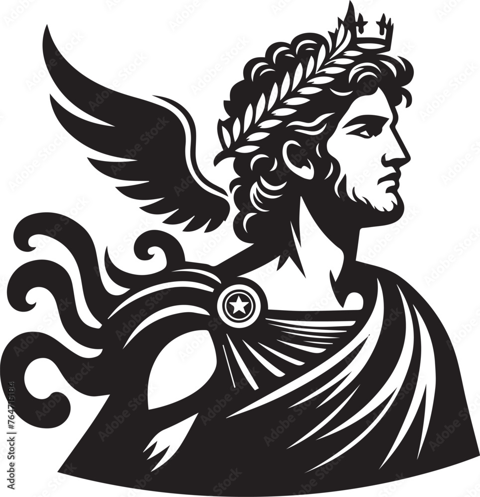 God Apollo illustration. God Phoebus illustration. Simple Apollo black ...