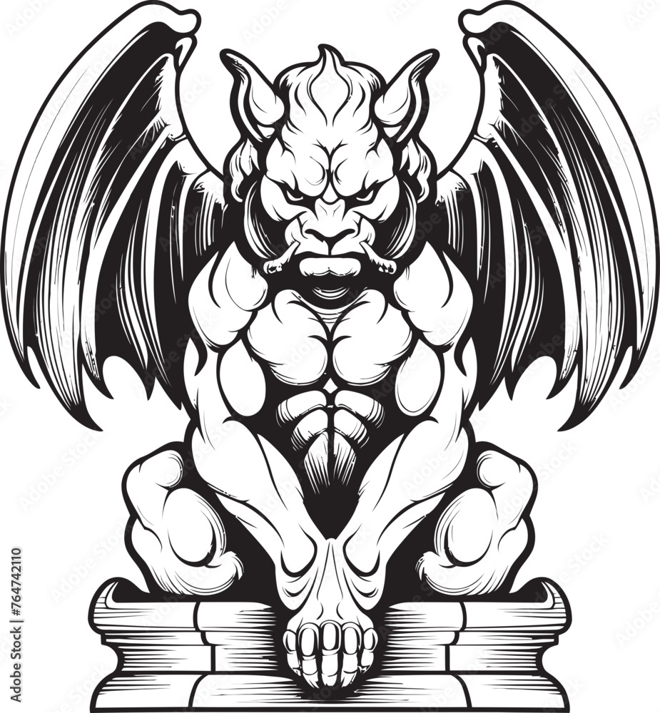 Guardian of Legends Gargoyle Full Body Statue Vector Icon and Graphics ...