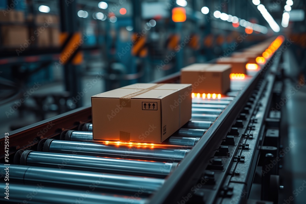 Automated sorting of package boxes on a conveyor system improves speed ...