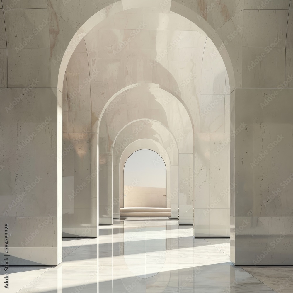 Sanctuary with minimalist marble arches a modern haven for spiritual ...