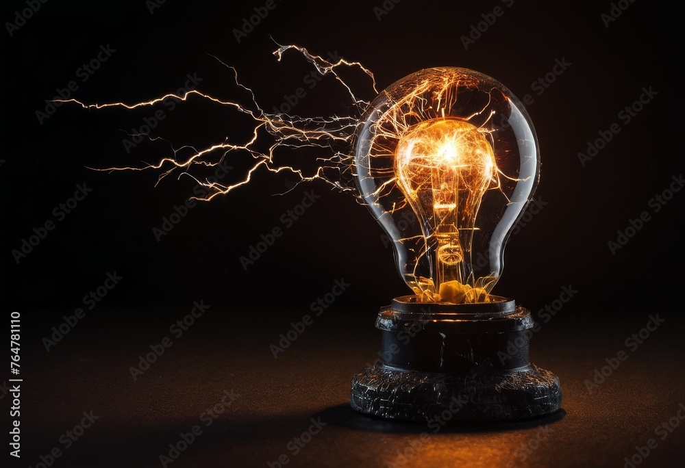 An electric light bulb crackles with raw energy, showcasing a powerful ...