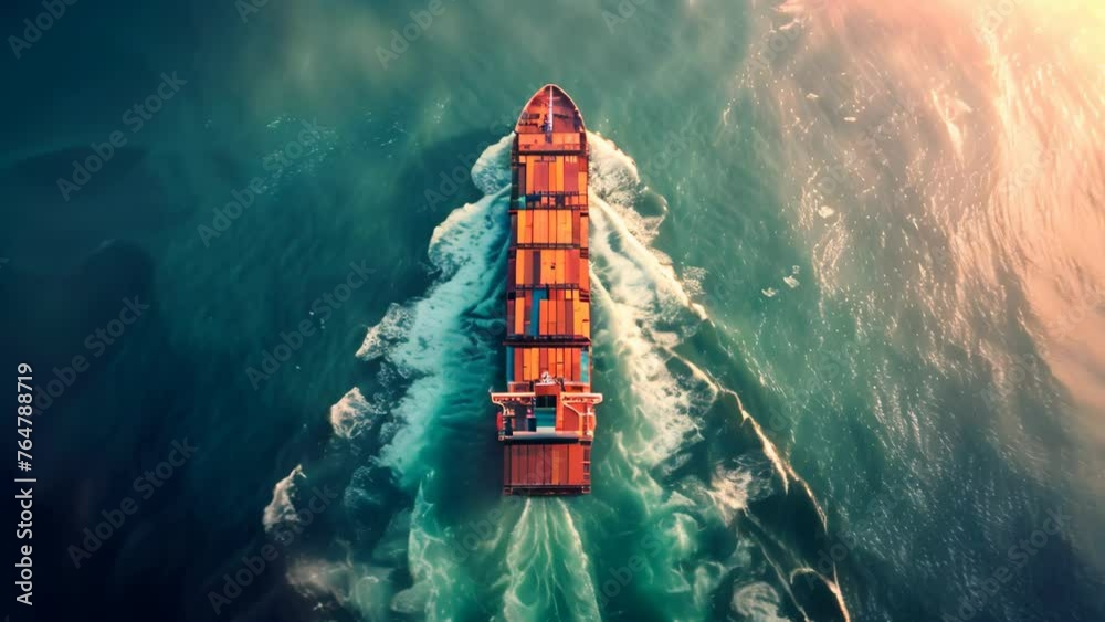 Drone's Eye Video: Container Ship at Sea. Captured by a drone of a ...