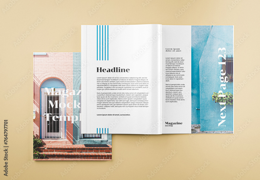 Magazine Composition Mockup Stock Template | Adobe Stock