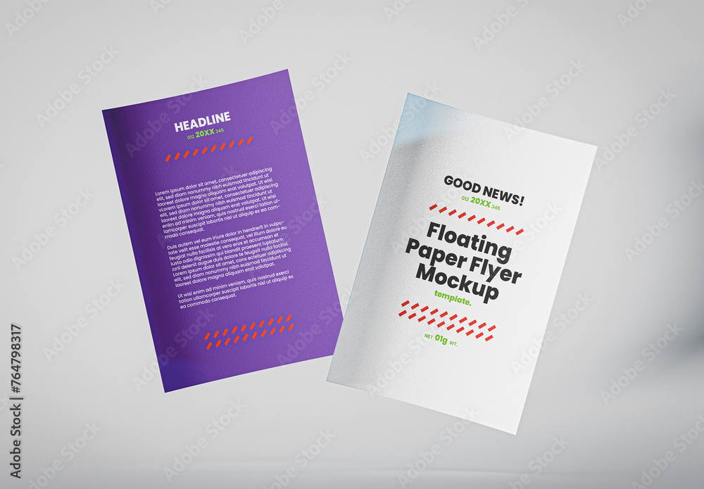 Flying Paper Flyer Mockup Stock Template | Adobe Stock