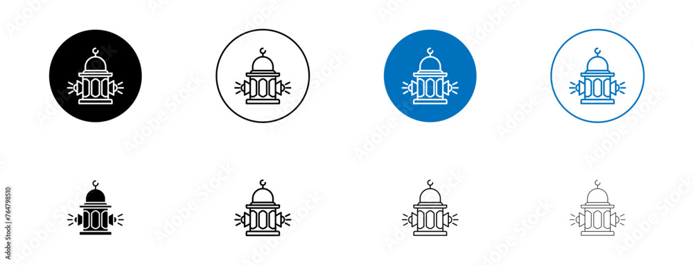Takbir Islamic Prayer Icons. Mosque Azan and Religious Call Symbols ...