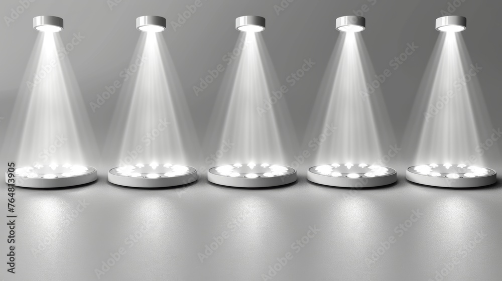 An advertising spotlight set for a stage or podium with a flood light ...