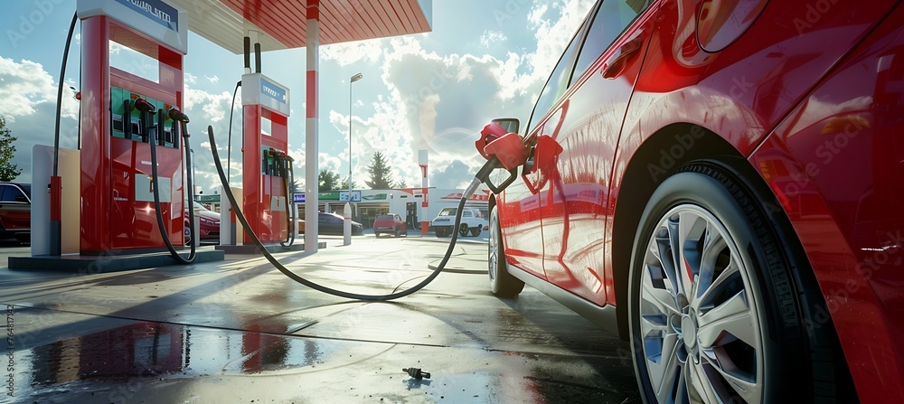 Efficient and Stylish: A Contemporary Automobile Receiving Fuel at a ...