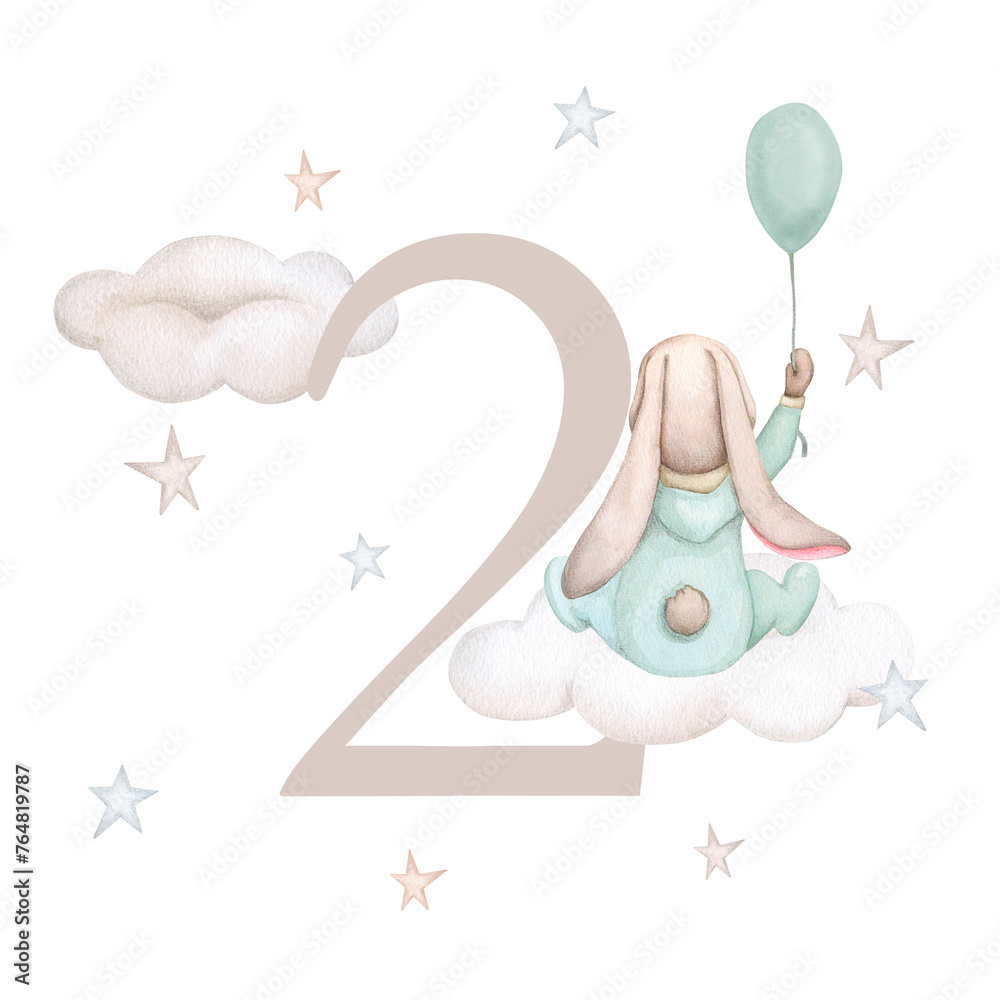 Baby milestone cards in pastel colors. 2 month. Newborn boy or girl ...