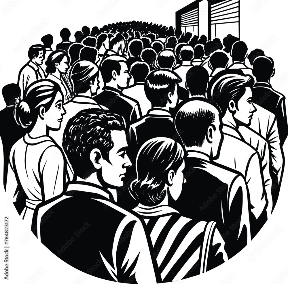 crowd of people vector illustration, illustration festival crowd ...