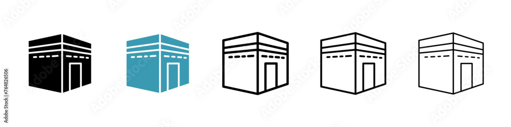Icons Depicting the Holy Kaaba. Makkah Pilgrimage and Islamic Worship ...