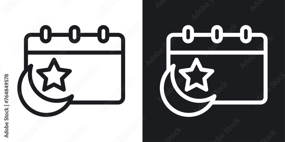 Islamic Lunar Calendar and Ramadan Icons. Moon Phases and Eid Date ...