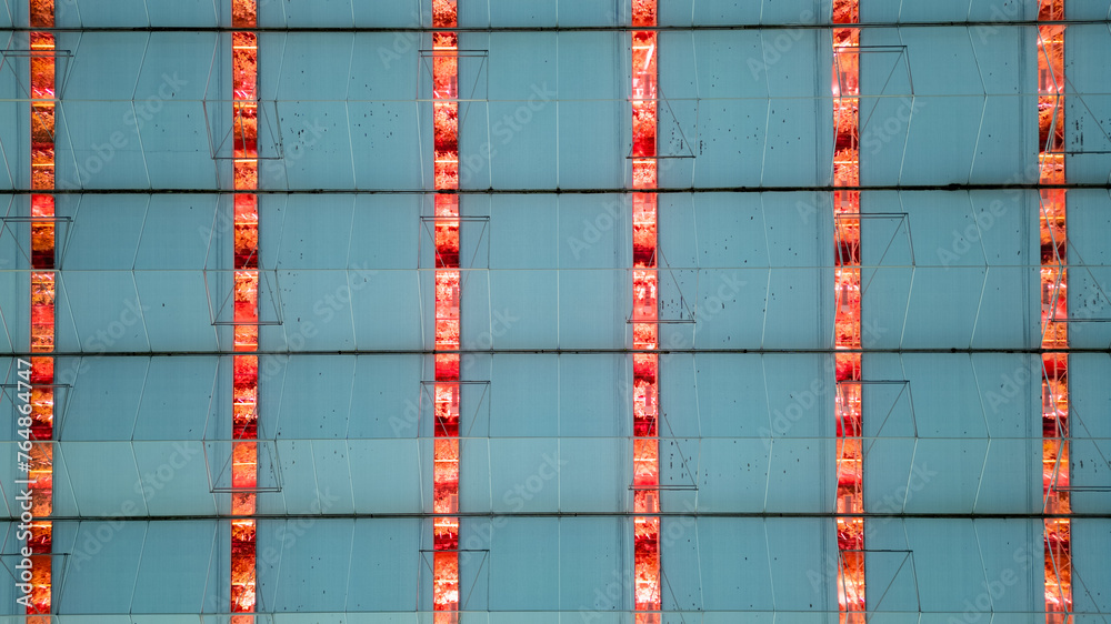 This image captures the rhythmic beauty of a modern greenhouse's grow ...