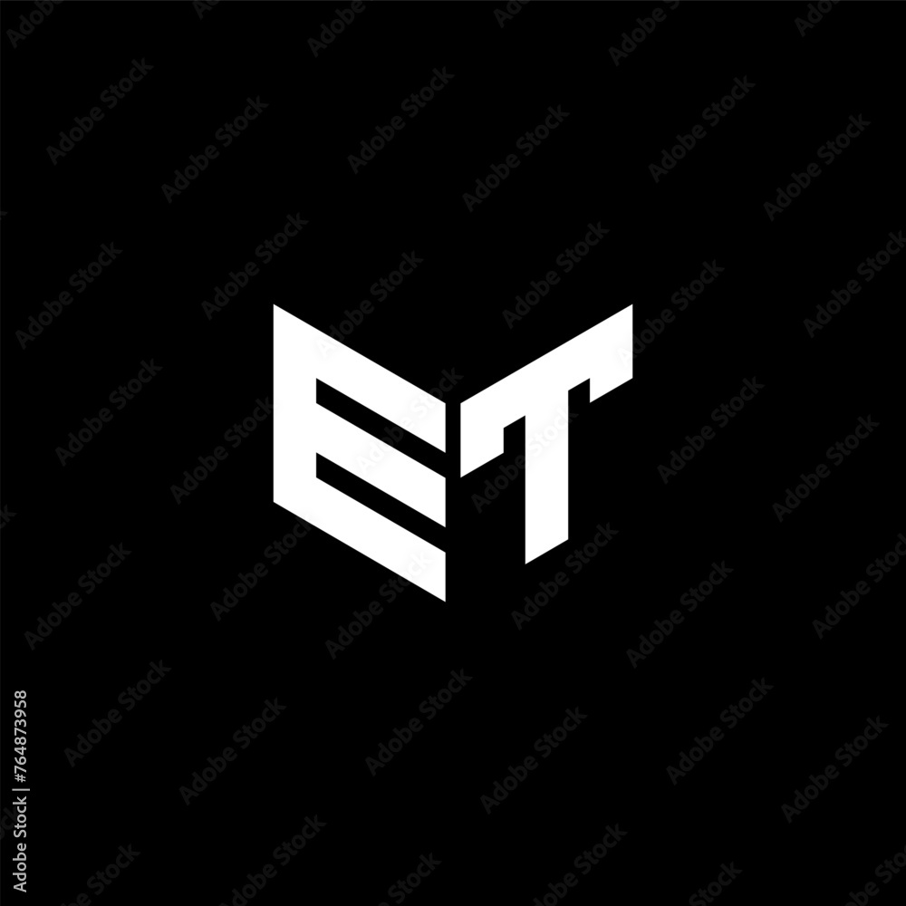 ET letter logo design with black background in illustrator. Vector logo ...