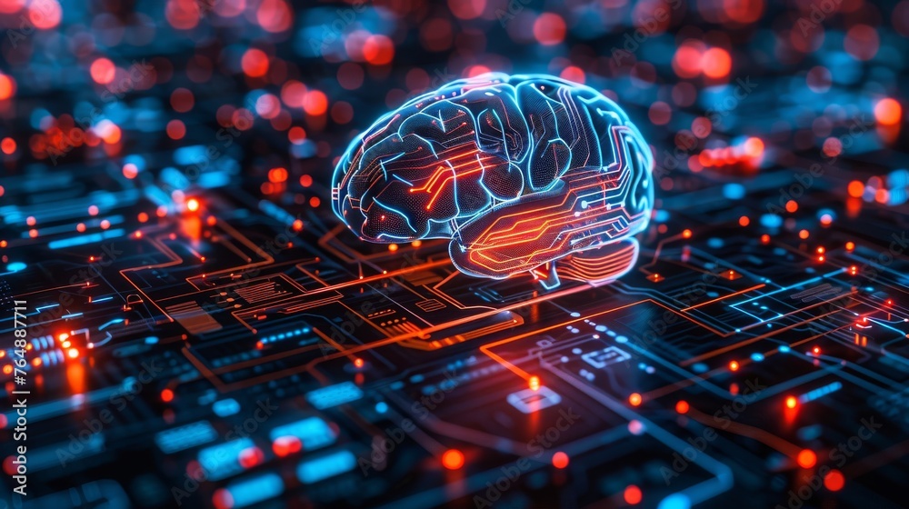 Brain Inspired Computing Concept Depicted As A Digital Circuitry Diagram Highlighting The