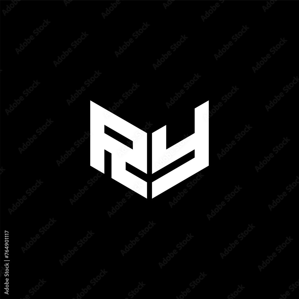 RY letter logo design with black background in illustrator. Vector logo ...