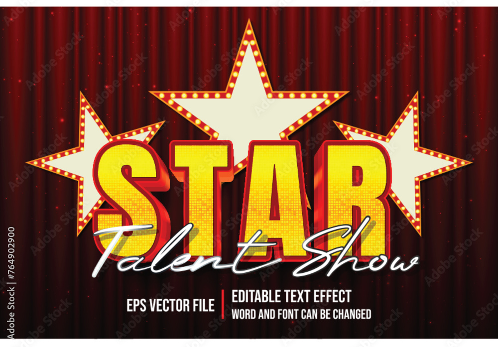 Star talent show 3d editable vector text effect Stock Vector | Adobe Stock